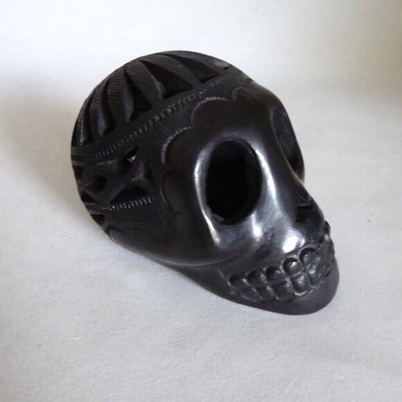 Accents | Vintage New Handcrafted Black Clay Skull Calavera Oaxaca Art ...